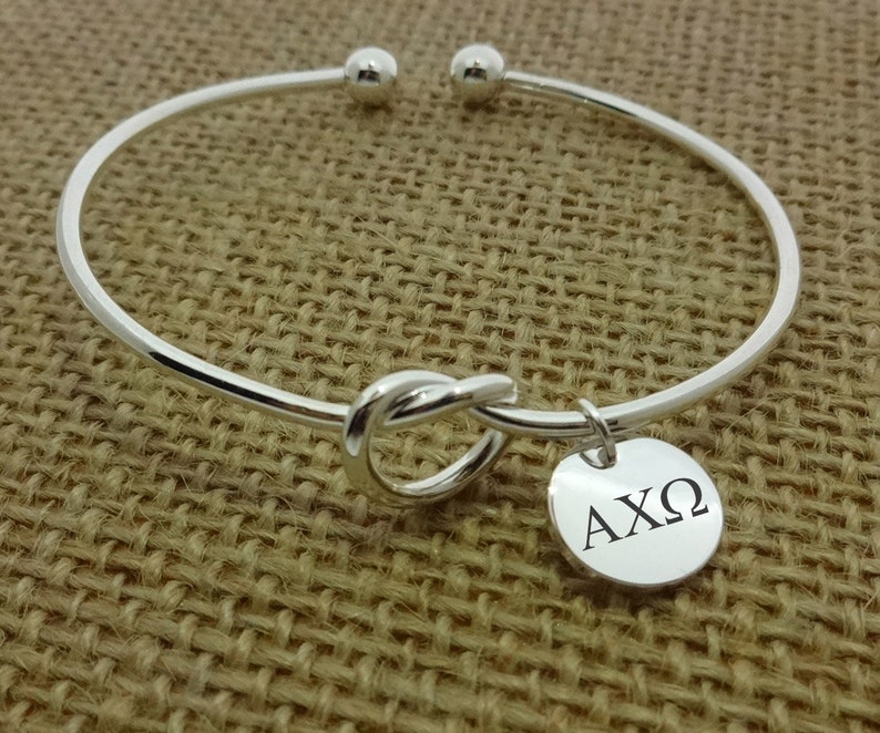 Alpha Chi Omega Adjustable Bracelet Bangle, Love Knot Sorority Jewelry ...