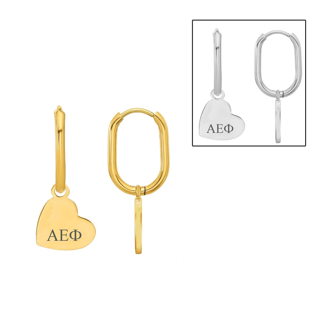Alpha Epsilon Phi Hoop Earring, Sorority Huggie Hoop Earring Sorority ...