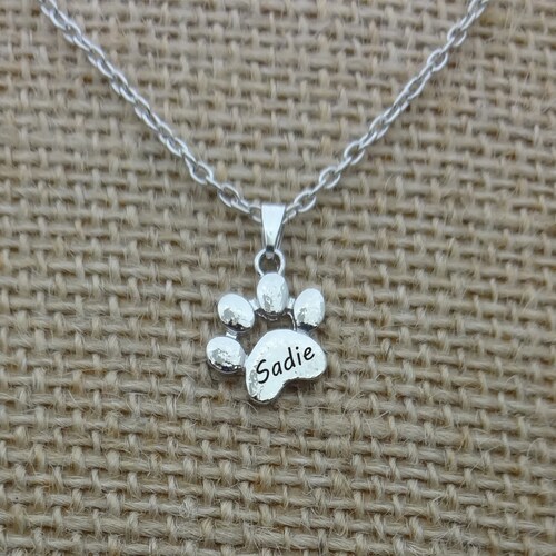 Custom Dog Paw Necklace With Name Personalized Animal Pet - Etsy