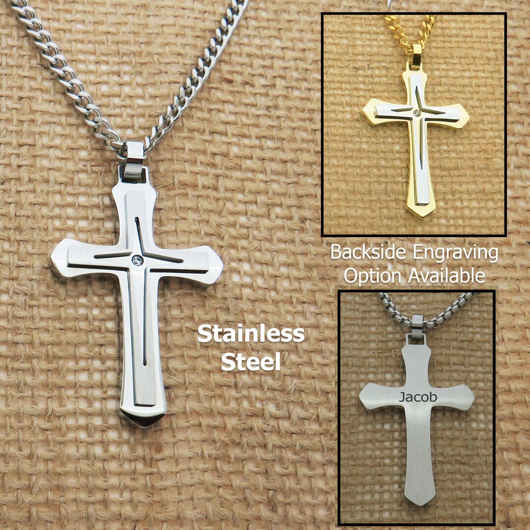Boys Men Cross Necklace Religious Cross Jewelry Boy Men - Etsy