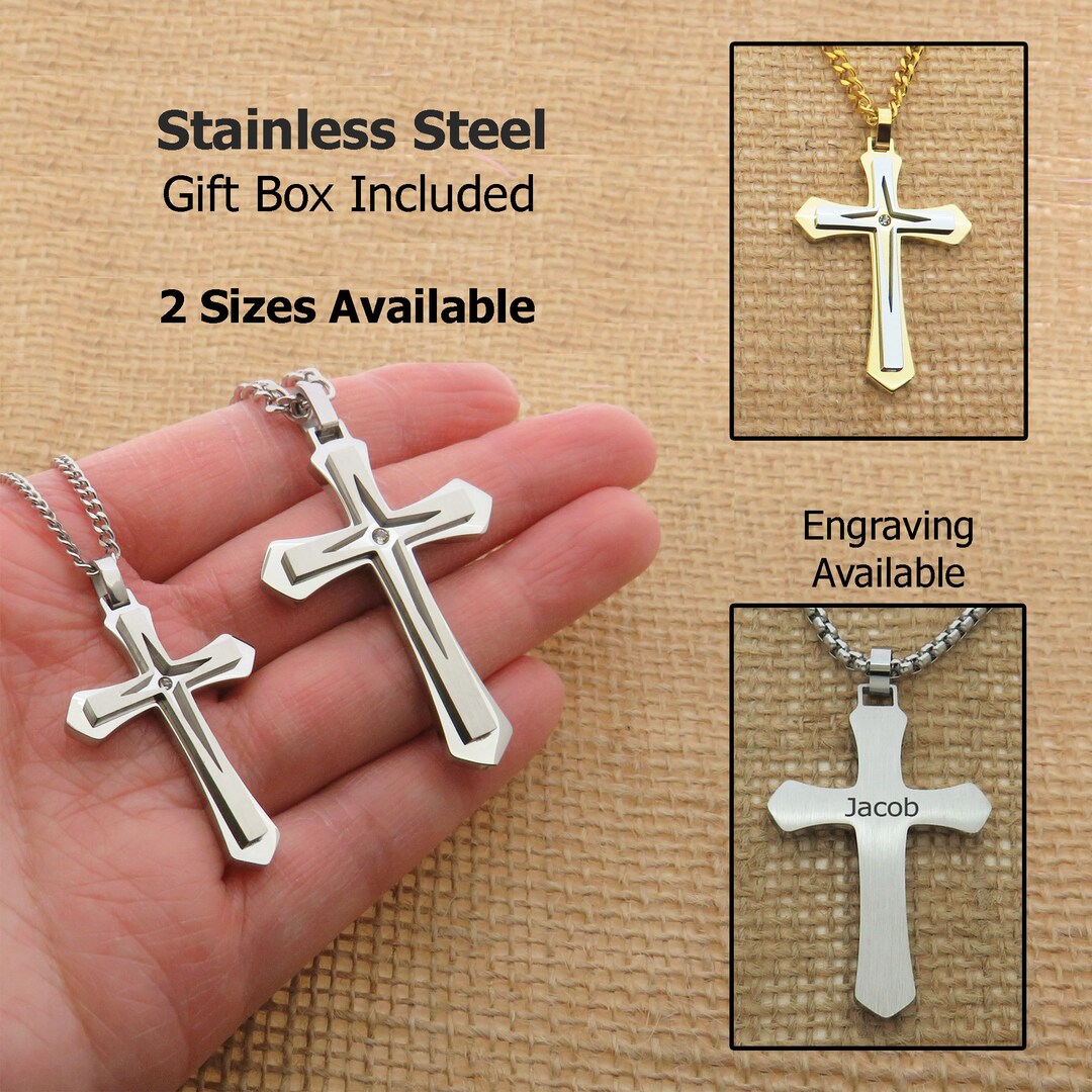 Boys Men Cross Necklace, Religious Cross Jewelry, Boy Men Religious ...