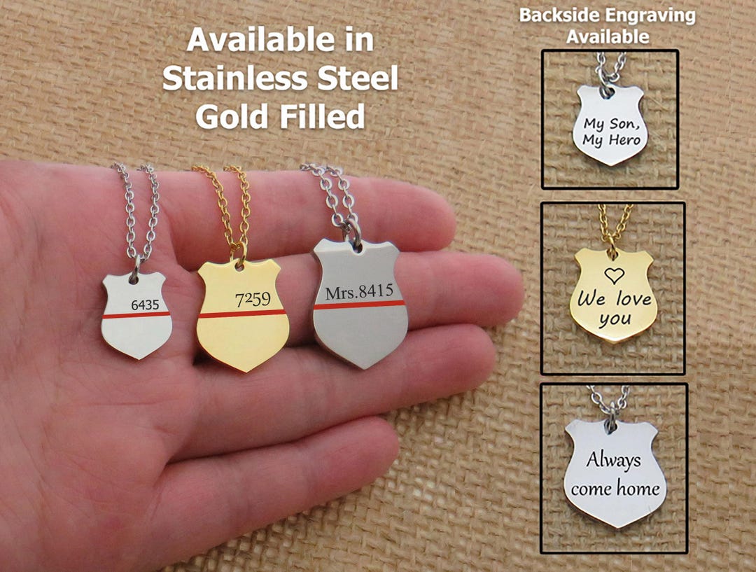 Thin Red Line Badge Jewelry, Firefighter Wife Badge Necklace, Fireman ...