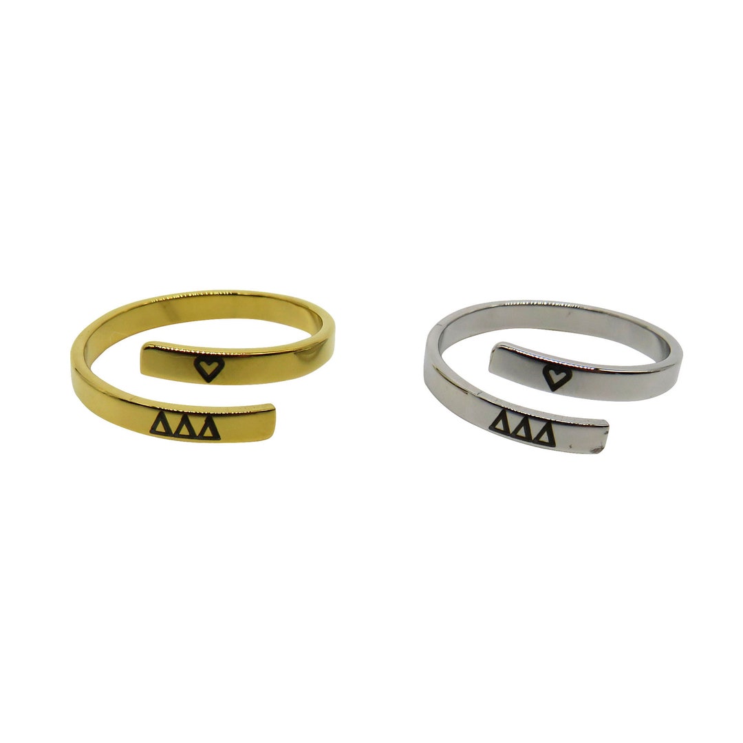 Tri Delta Delta Delta Adjustable Greek Sorority Ring, Tri Delta Delta ...