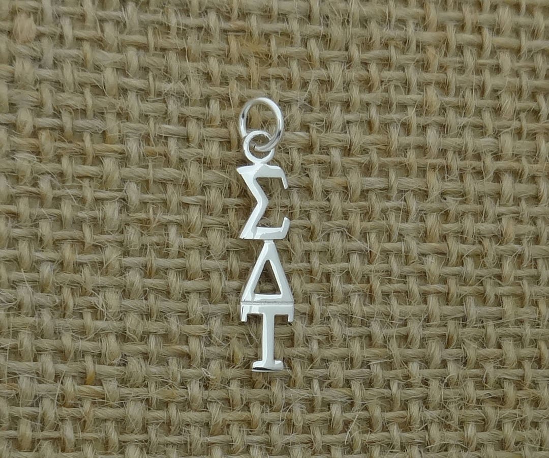 Sterling Silver Sigma Delta Tau Greek Sorority Lavalier Pendant Drop ...