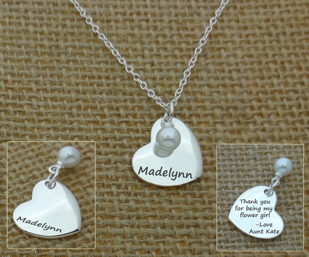 Flower Girl Necklace, Personalized Kid Necklace, Flower Girl Gift ...