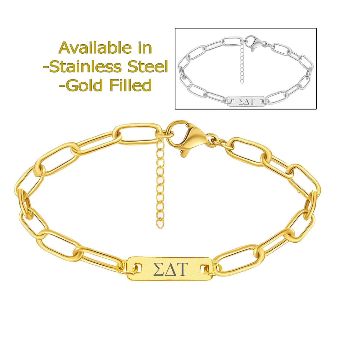 Sigma Delta Tau Sorority Paper Clip Bar Bracelet, Paper Clip Bar ...