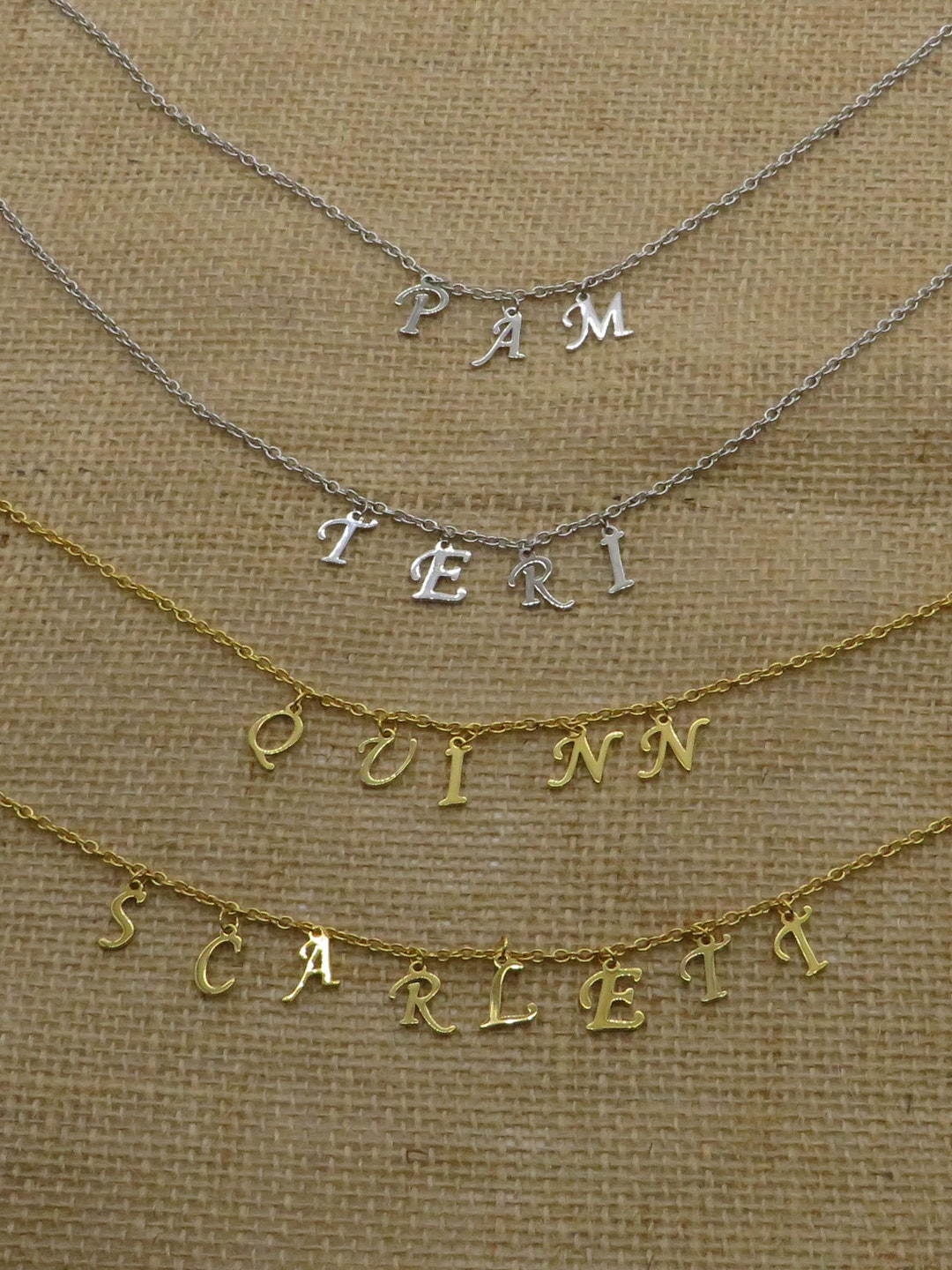 Handmade Dangle Name Necklace, Custom Dangle Letter Name Necklace ...