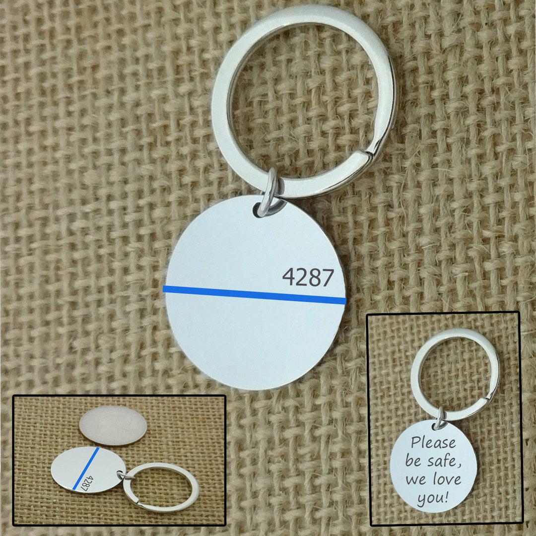 Thin Blue Line Bar Key Chain, Police Husband Blue Line Key Chain ...