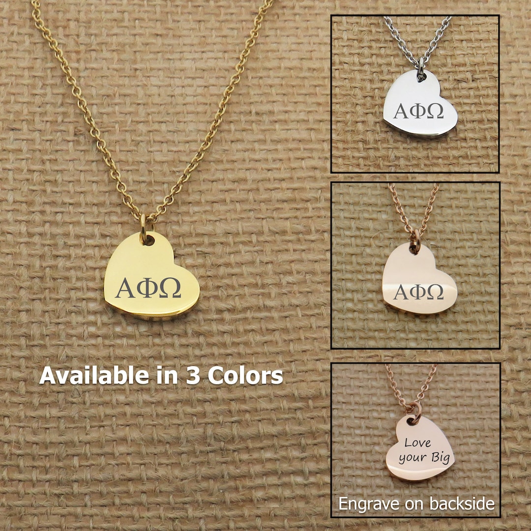 Alpha Phi Omega Sorority Heart Necklace, Sorority Jewelry Necklace ...