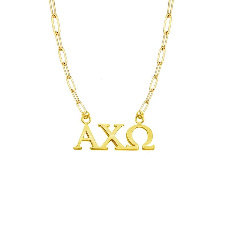 Alpha Chi Omega Paperclip Necklace, Sorority AXO, Stainless Steel - Etsy