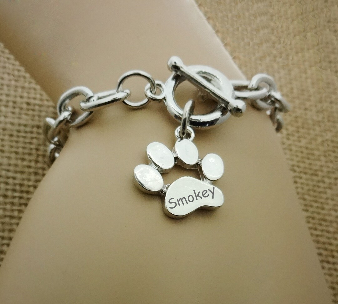 Dog Paw Bracelet, Cat Paw Bracelet,personalized Dog Name Bracelet ...