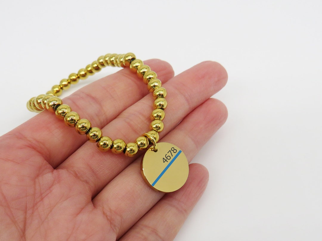 Thin Blue Line Bracelet, Blue Line Bead Stretch Bracelet, Back the Blue ...