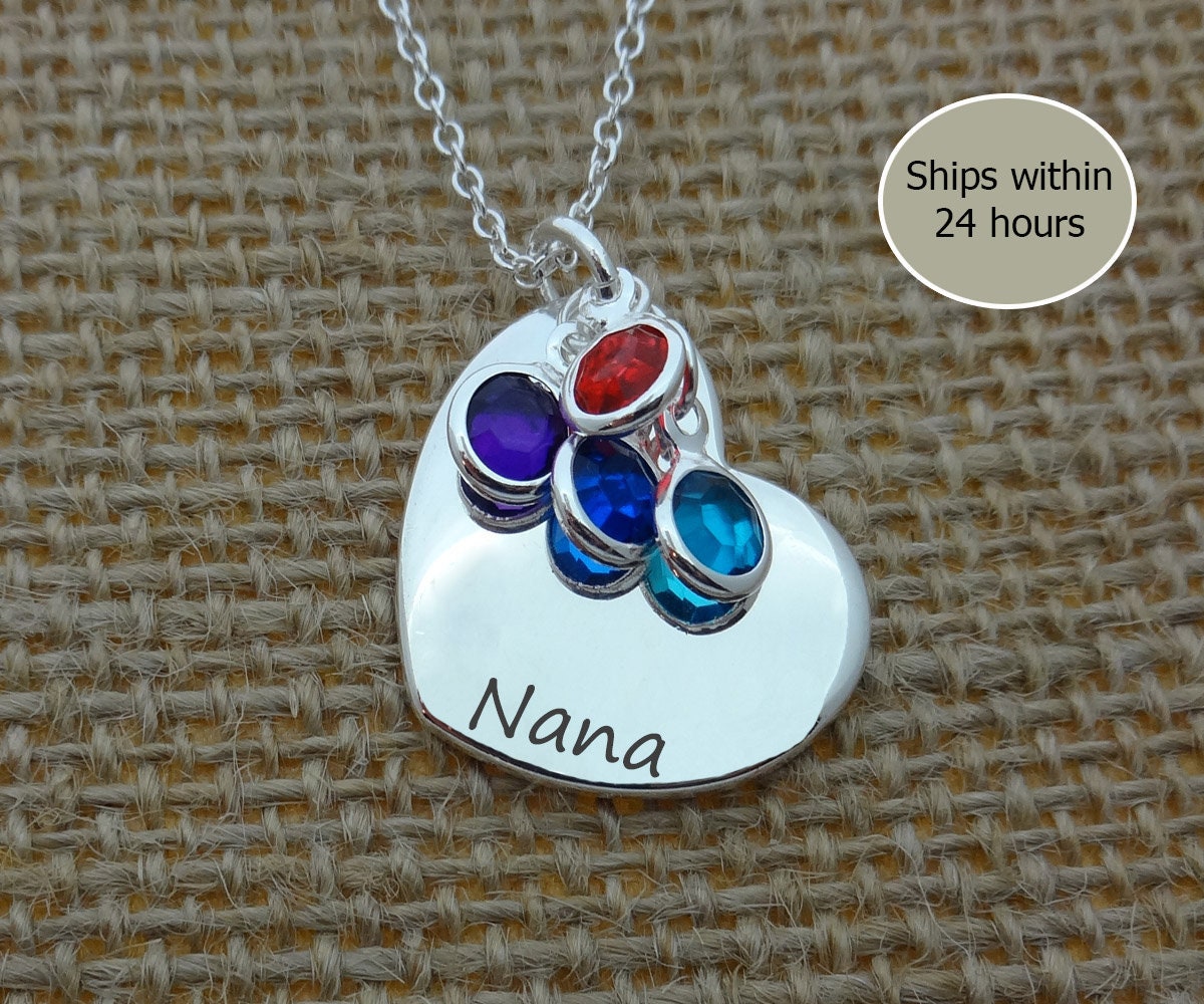 Nana Necklace Nana Birthstone Necklace Personalized Grandma Etsy