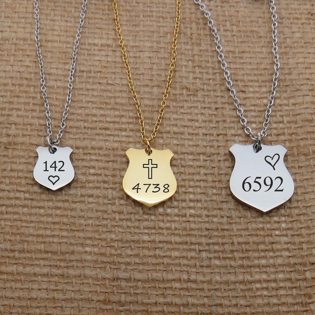 Badge Number Jewelry, Police Wife Badge Necklace, Police Officer Badge ...