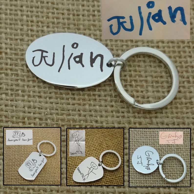 Actual Engraved Handwriting Key Chain Actual Handwritten - Etsy