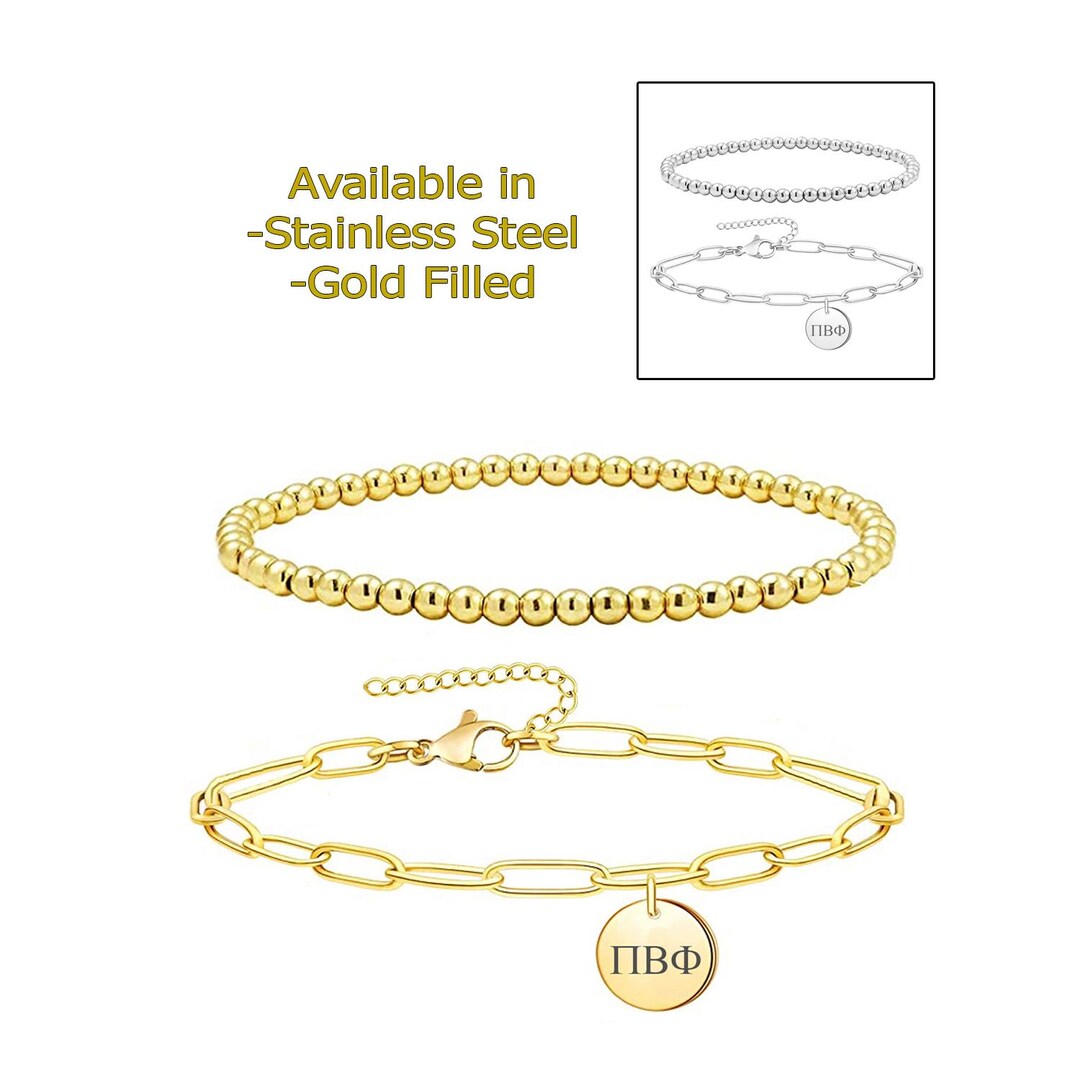 Pi Beta Phi Sorority Bracelet, Paper Clip and Beaded Bracelet, Sorority ...