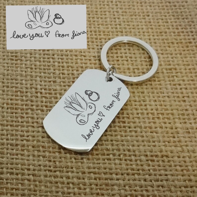 Actual Engraved Handwriting Key Chain Actual Handwritten - Etsy