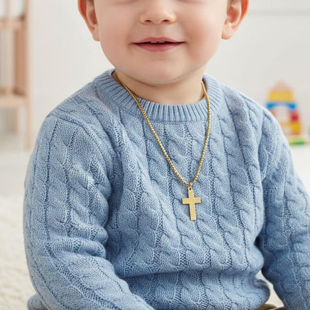 Children Boy Cross Necklace, Child Religious Necklace, Spiritual ...