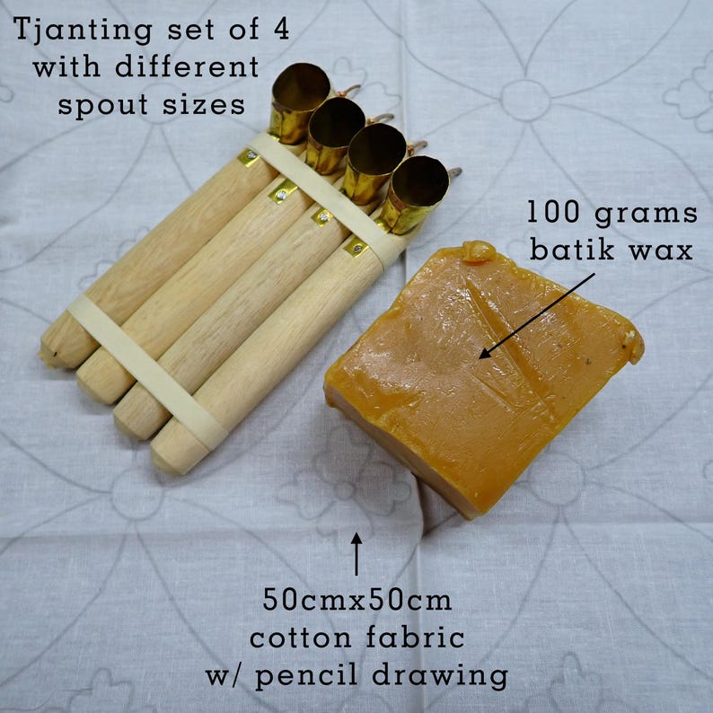 2 Sets Batik Starter Kit: Tjanting Set, Wax, Pre-drawn Cotton Fabric - Etsy