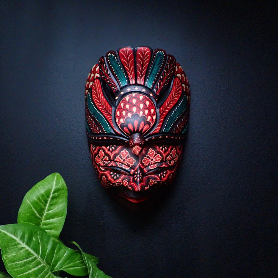Wood Birdman Mask: Hand Batik Drawing, Ethnic Wall Home Decor Art - Etsy