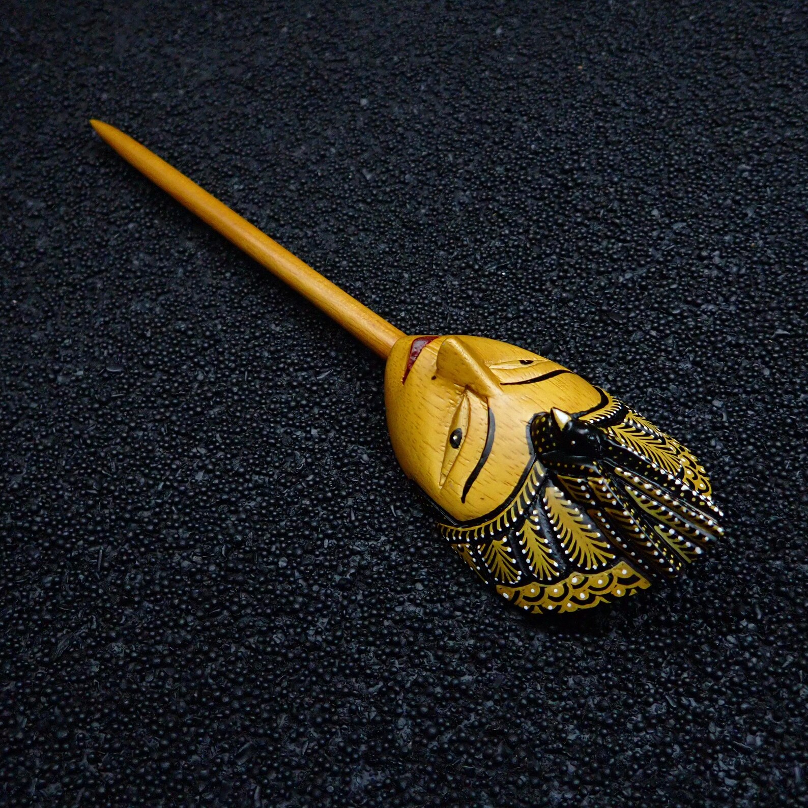 Batik Hand-painted Wooden Hair Pin: "the Bird Mask" Accessory - Etsy