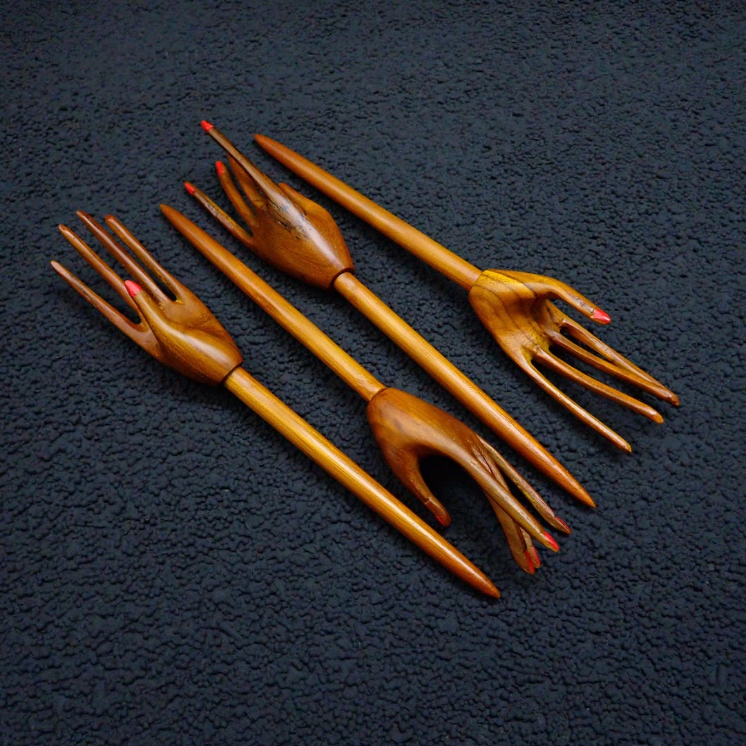 Set of 2 Wood Hair Pin "the Hand" in Personalized Plywood Box - Etsy