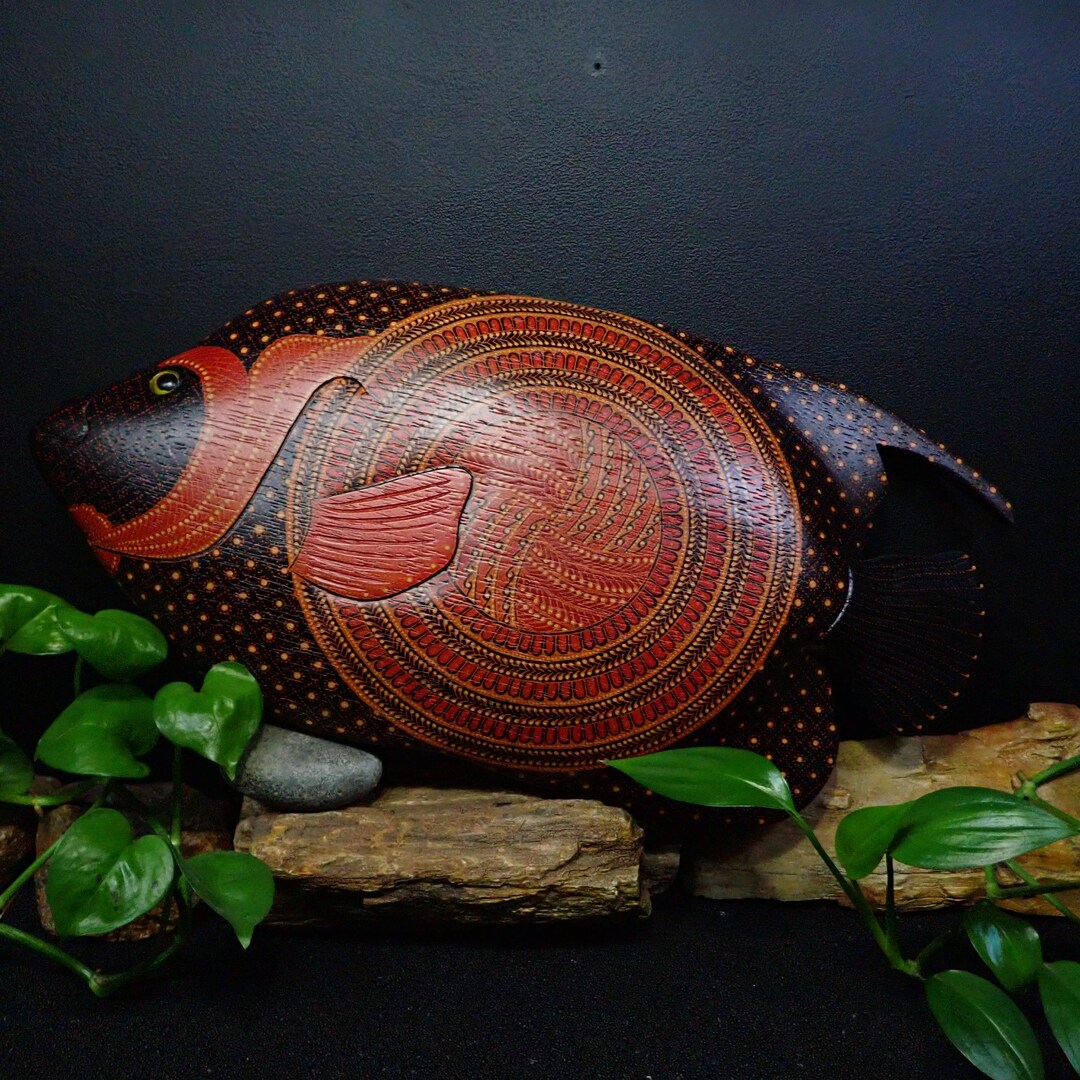 Wood Batik Fish Carving, Home Decoration, Wall Hanging, Home Accent ...