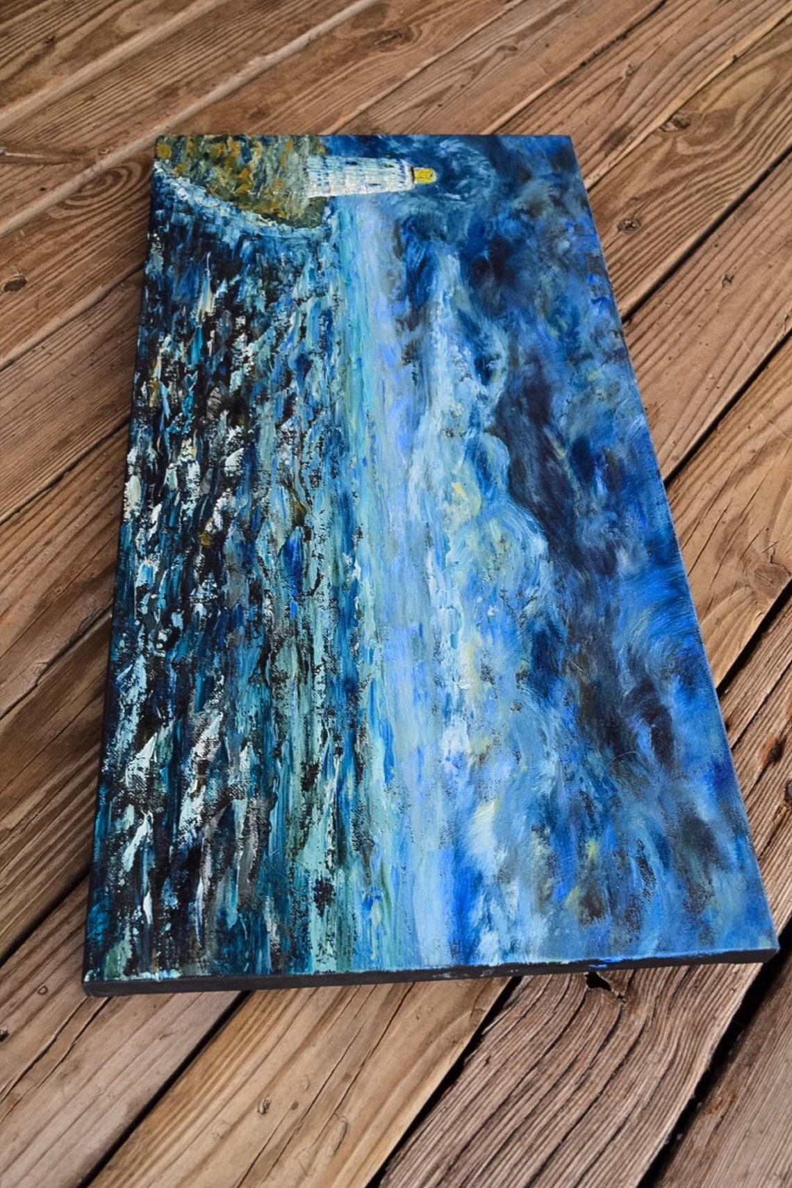 Van Gogh Lighthouse by Storm Original Oil Painting Seascape Wall Art ...