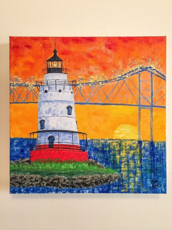 Van Gogh Lighthouse at Sunset. Original oil painting | Etsy