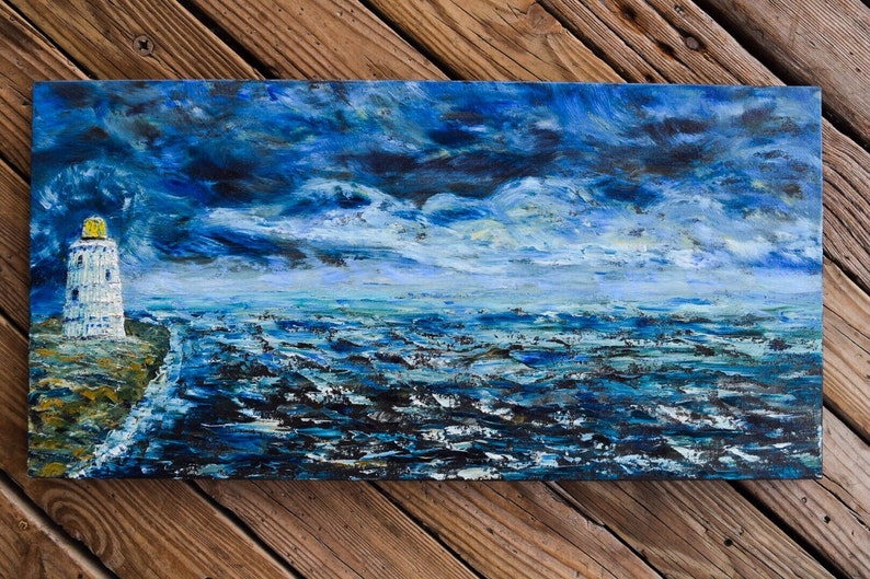 Van Gogh Lighthouse by Storm Original Oil Painting Seascape Wall Art ...