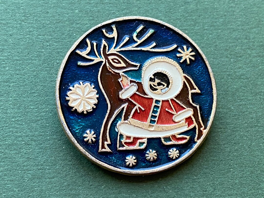 Eskimo With Reindeer Pin. Soviet Vintage Metal Collectible - Etsy