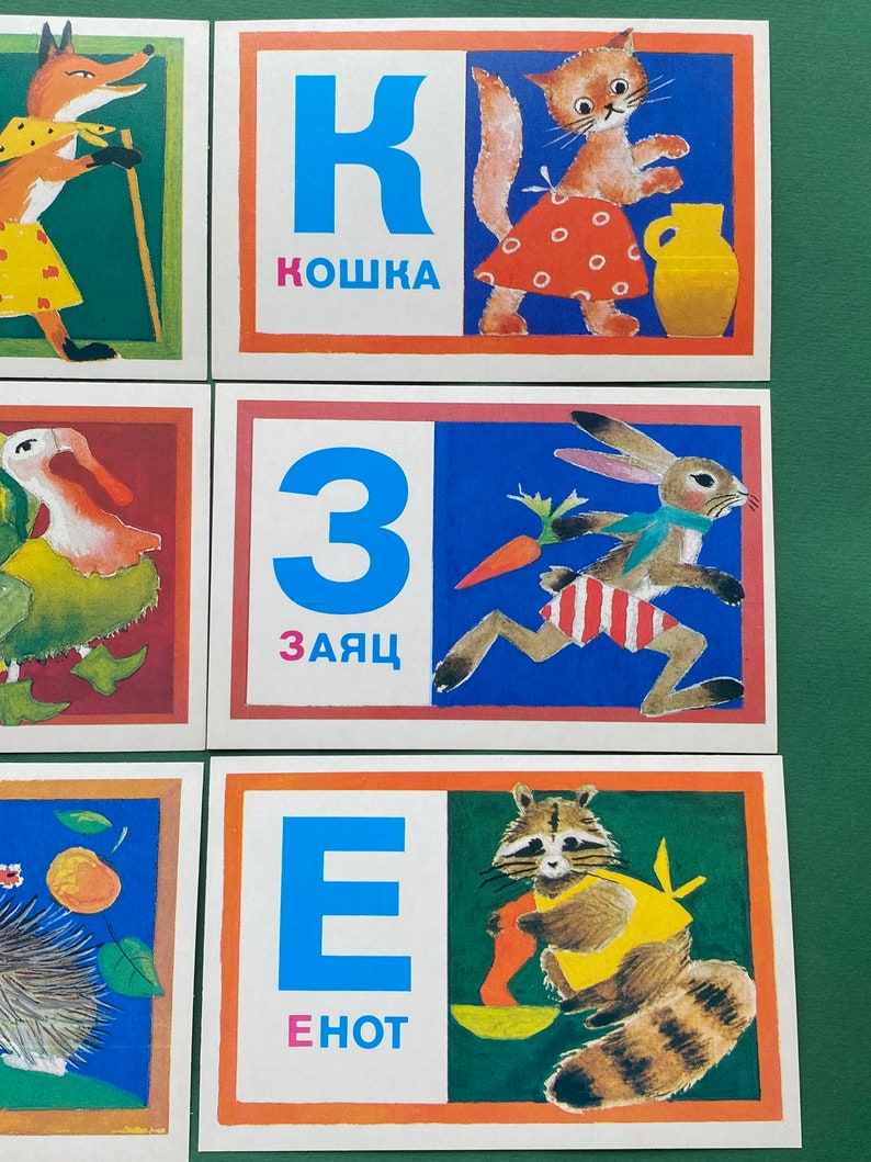 RARE Russian Alphabet Postcard. ABC. Set of 32 Vintage Postcards ...