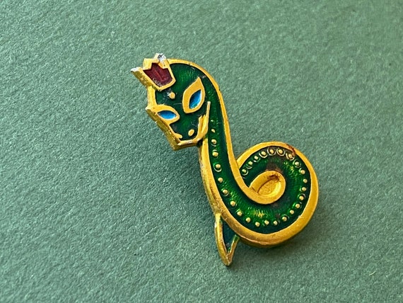 RARE Snake Pin . Vintage collectible badge, USSR A7 - Gem