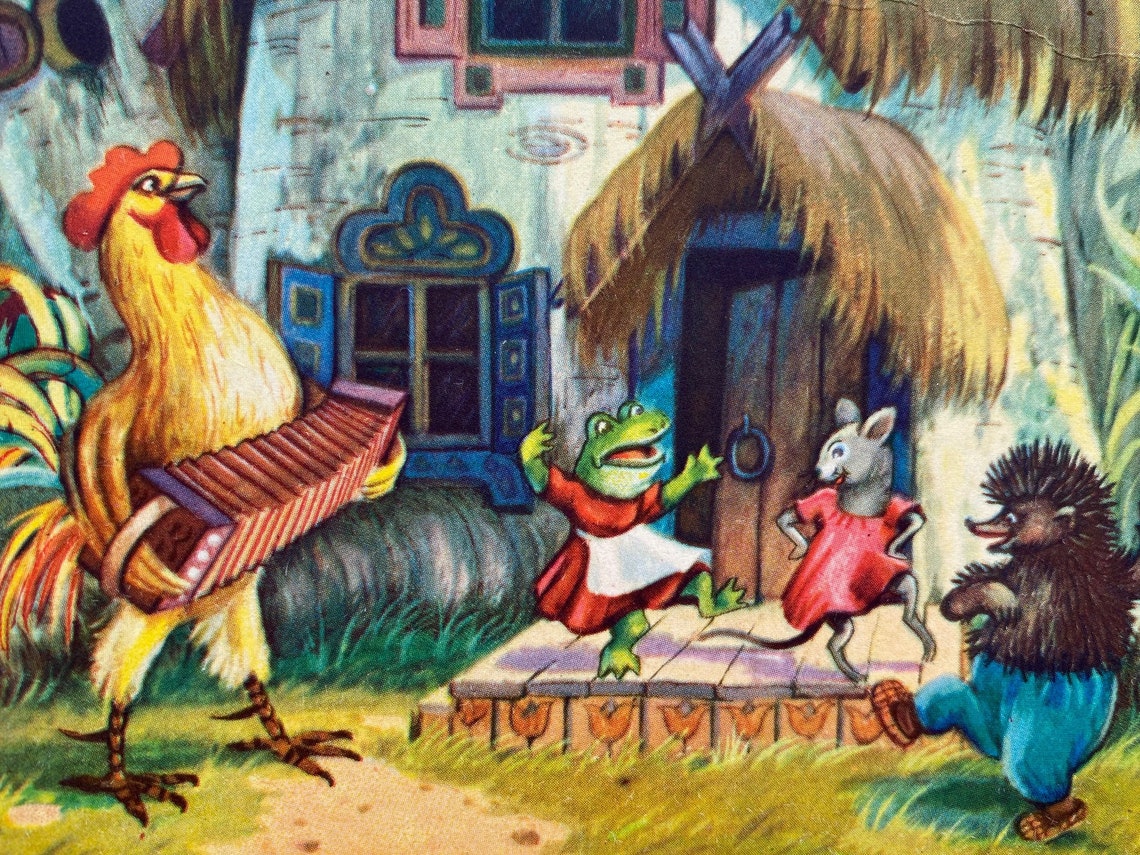Fairy Tale Rooster. Frogs Hedgehog - Illustrator by P. Nosov, 1955 - Etsy