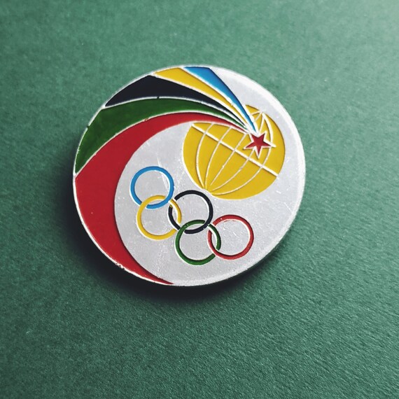 1980 Moscow Olympic Symbol Pin, Vintage Soviet Silver… - Gem