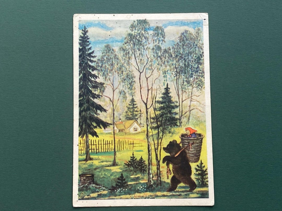 Masha and the Bear Postcard. Illustrator by Y. Vasnetsov. Unused ...