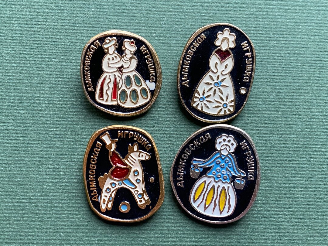 Dymkovo Toy Set Pin. Russian Folk Art Pin. Made in USSR/ A6 - Etsy