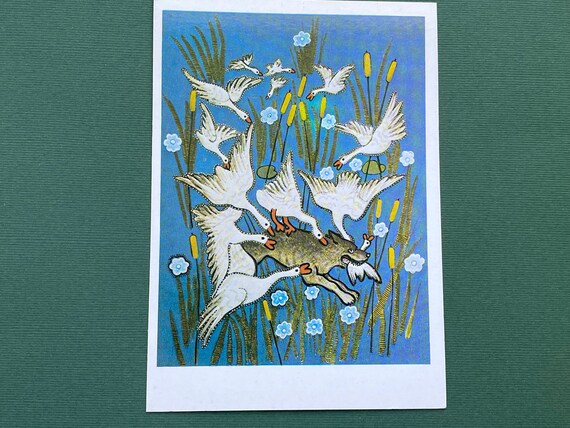 Illustrator by Y. Vasnetsov. Geese Wolf. Unused Postcards - Etsy