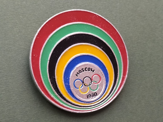 1980 Moscow Olympic Symbol Pin, Vintage Soviet Silver… - Gem