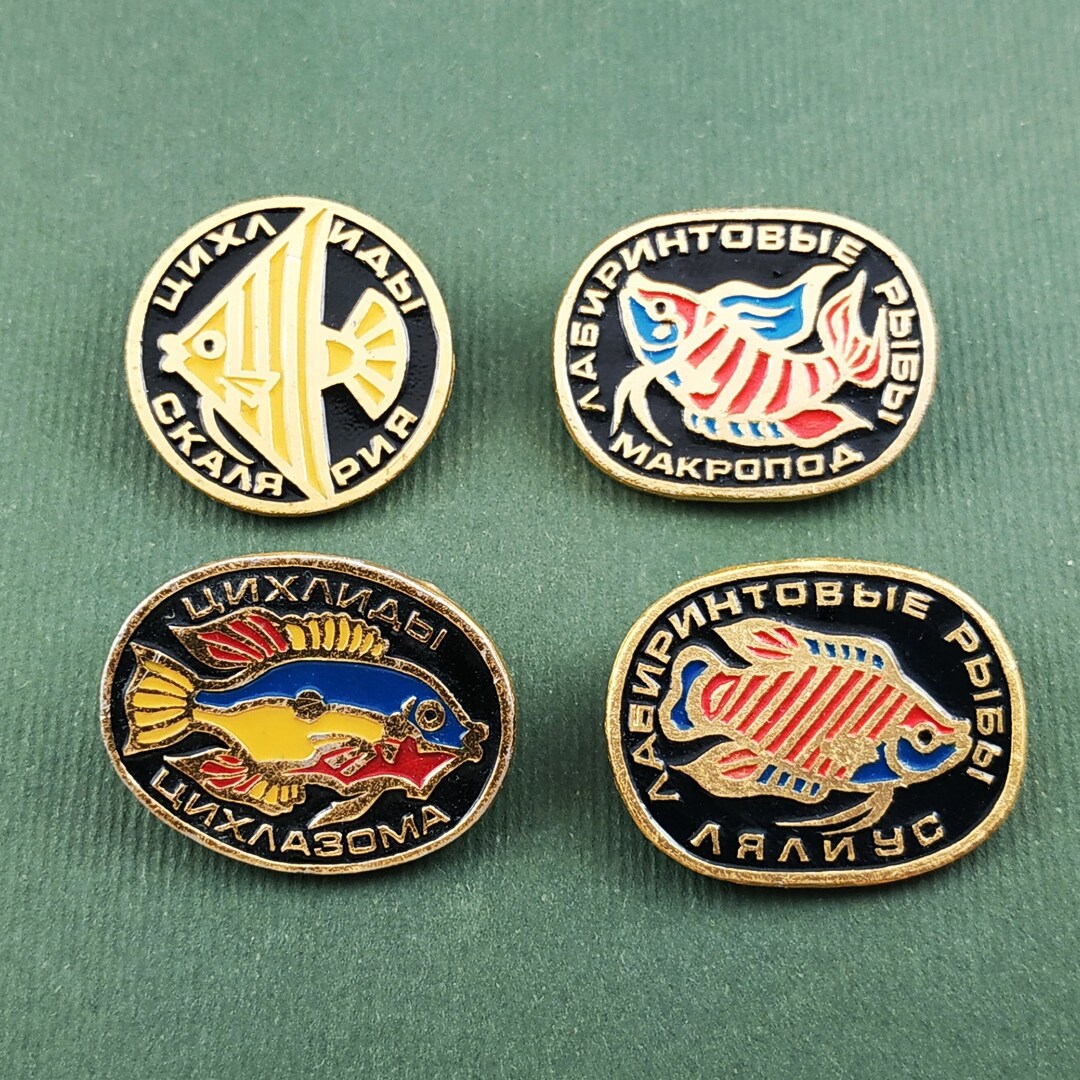 Aquarium Fish - Set 4 Pin. Soviet Vintage Pin, Vintage Badge, Made in ...