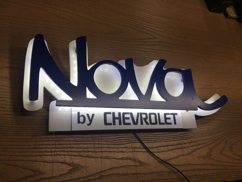 Script Nova LED Sign Chevy Nova vintage car badge car | Etsy