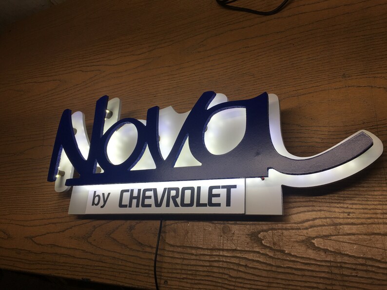 Script Nova LED Sign Chevy Nova vintage car badge car | Etsy
