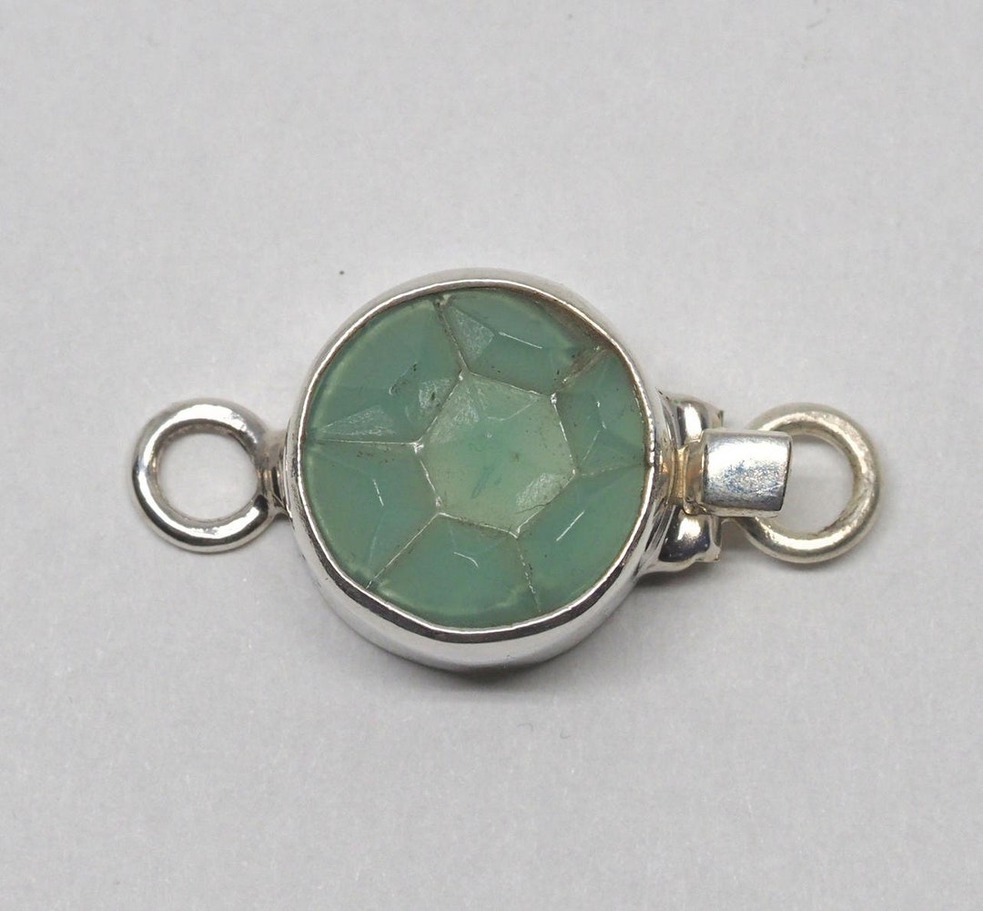 Box Clasp Hand Made Set With Vintage Glass Sea Green - Etsy