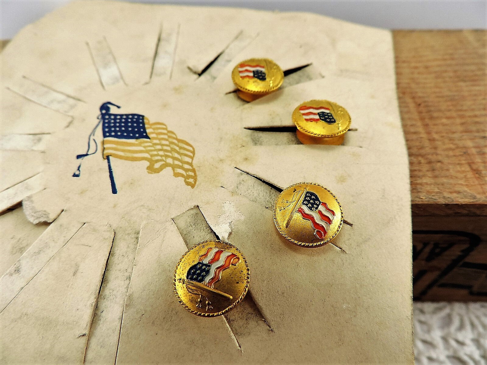Antique Flag Cuff Buttons on Original Card New Old Stock - Etsy