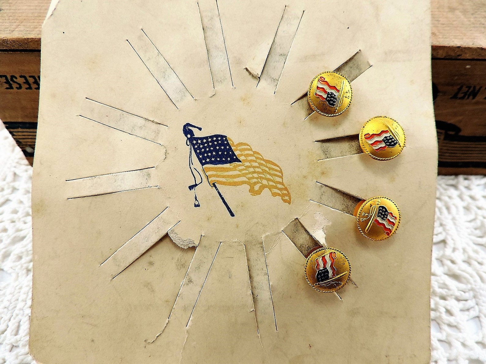 Antique Flag Cuff Buttons on Original Card New Old Stock - Etsy