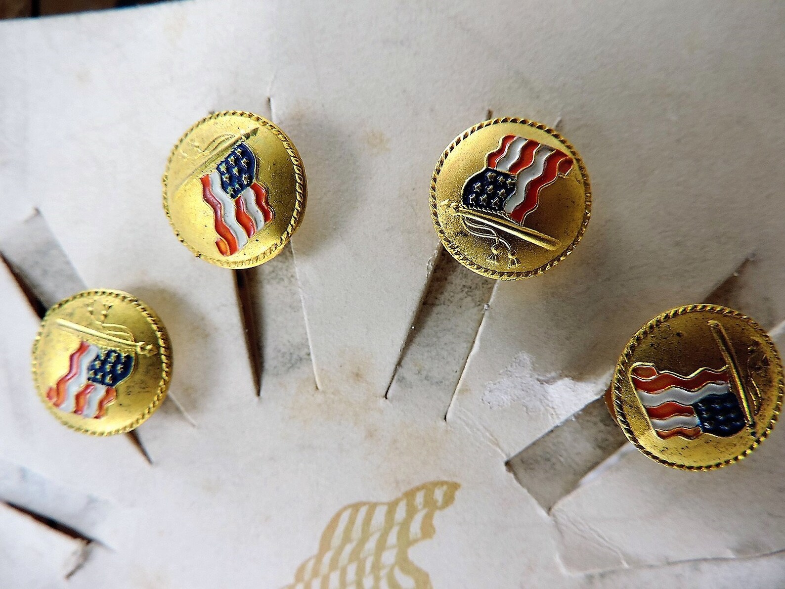 Antique Flag Cuff Buttons on Original Card New Old Stock | Etsy