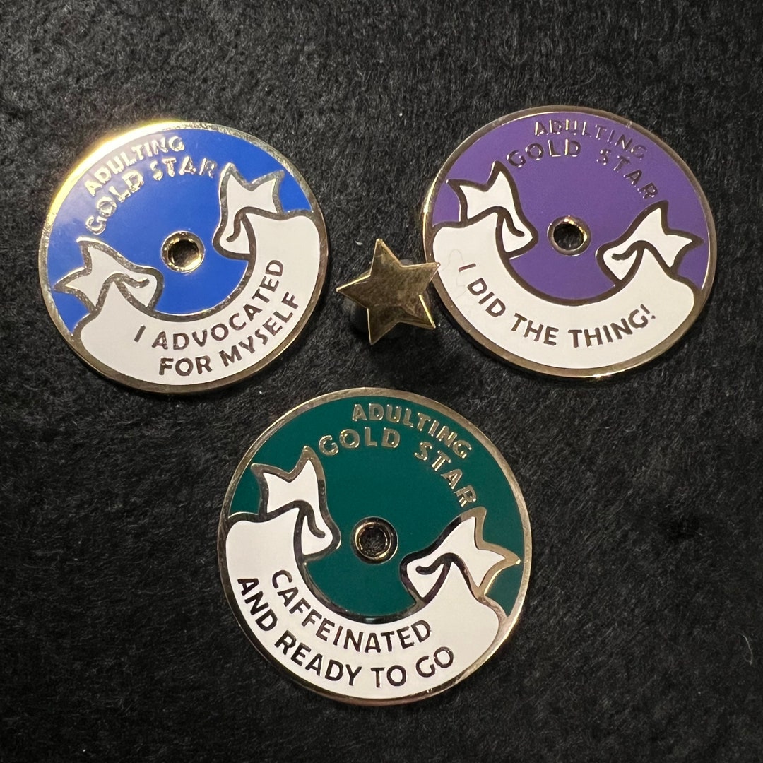 Adulting Gold Star Enamel Pin Set - Three Pins in One - Etsy