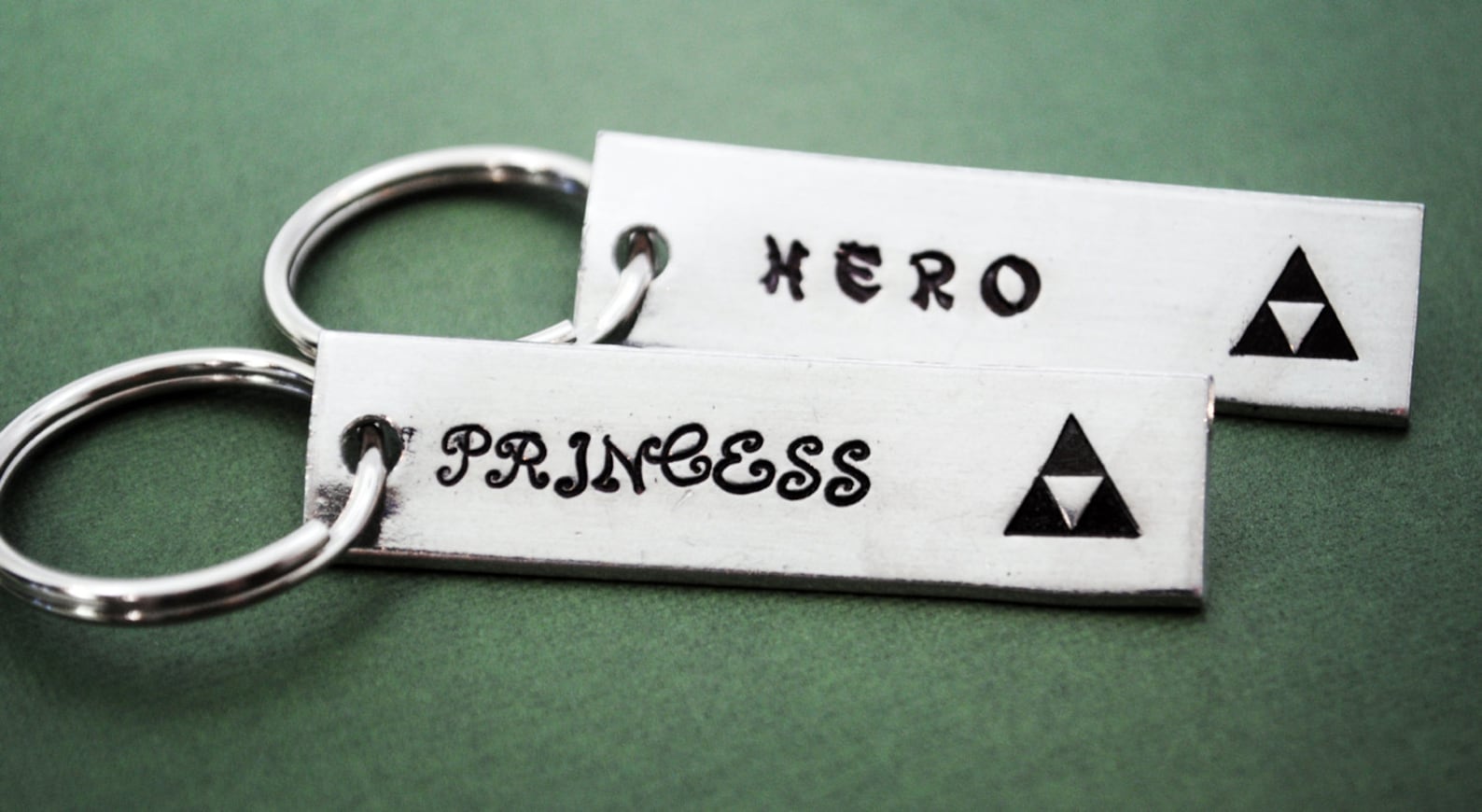 Hero/princess Keychain Set With Triforce Symbol. Pure - Etsy