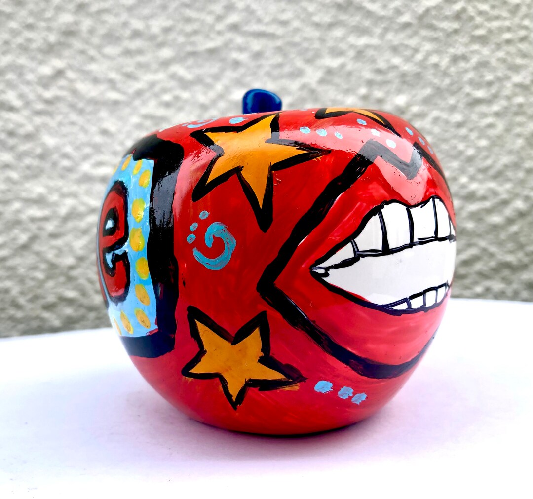 Punk Rock Pop Art Ceramic Apple - Etsy