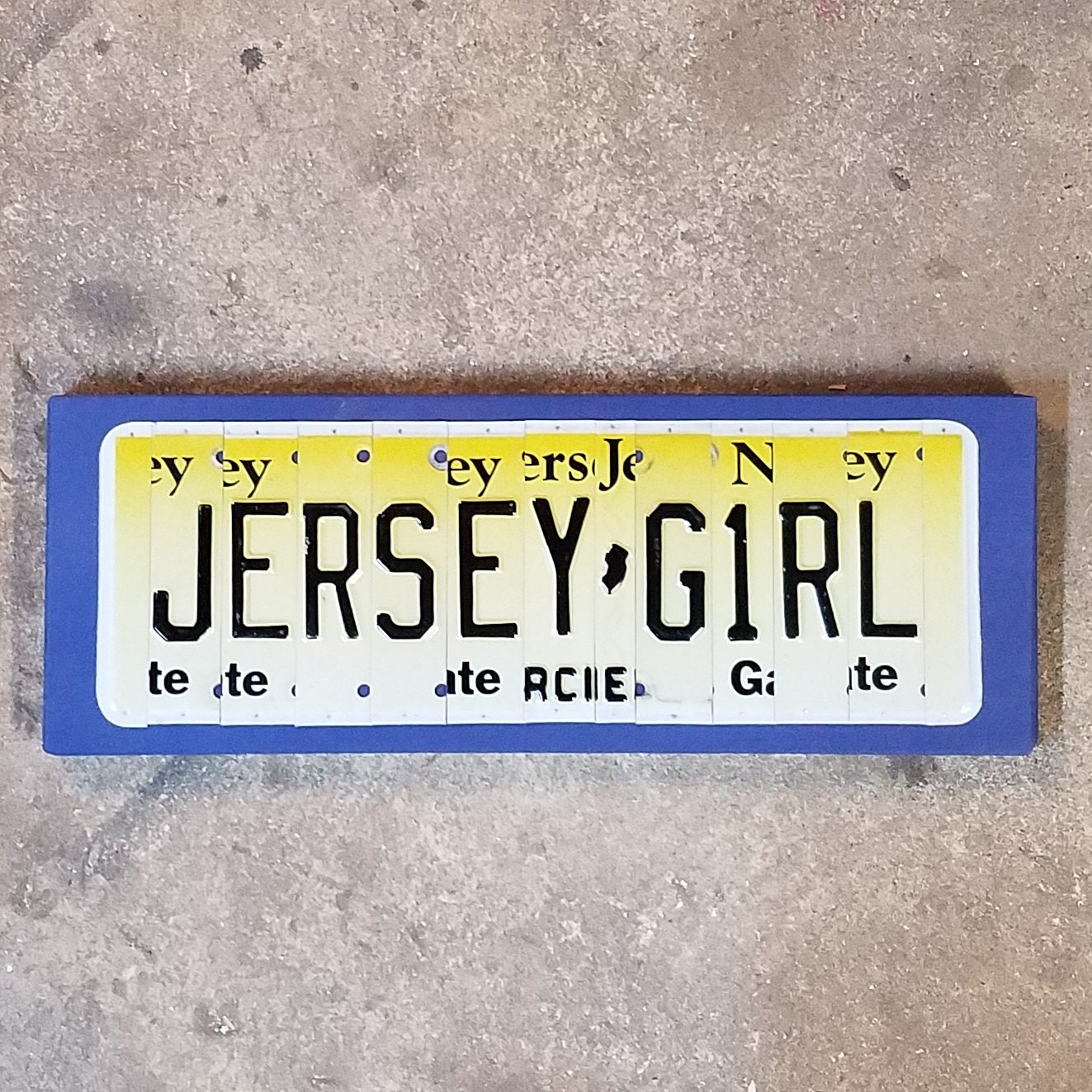 Jersey Girl License Plate Sign On Blue Backboard All | Etsy